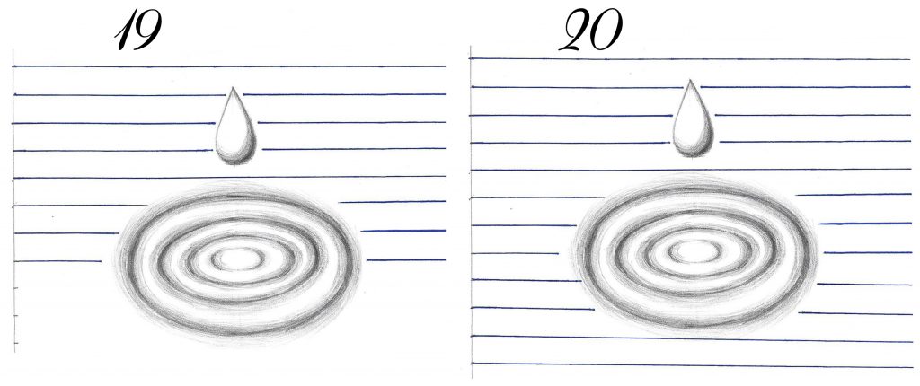 How to draw 3d drawing of a drop of water and water circles – Nice Drawing